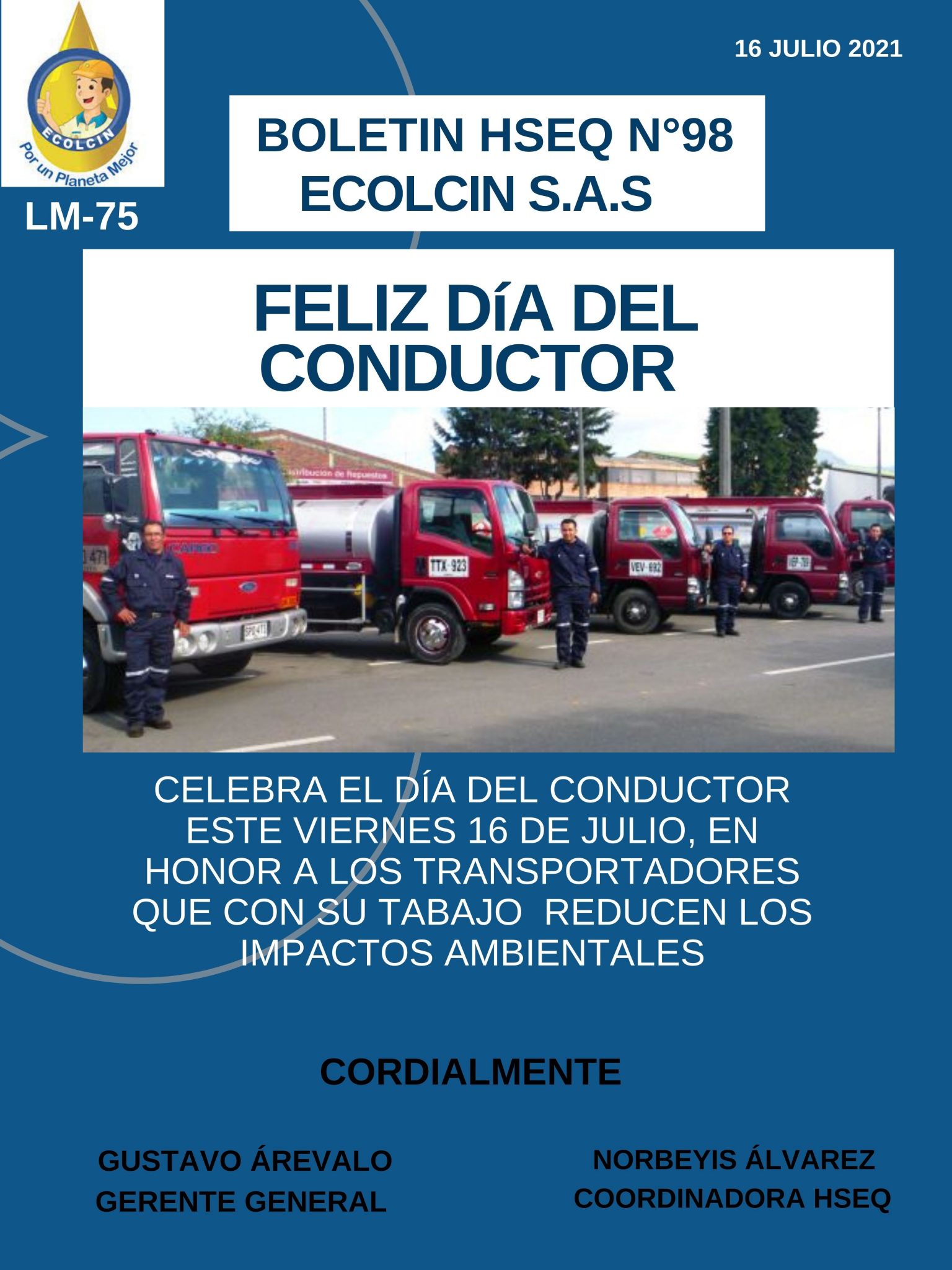 Boletín Nº 98 FELIZ DIA DEL CONDUCTOR | Ecolcin S.A.S.