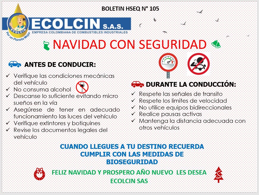 BOLETIN HSEQ N° 105 NAVIDAD SEGURA | Ecolcin S.A.S.